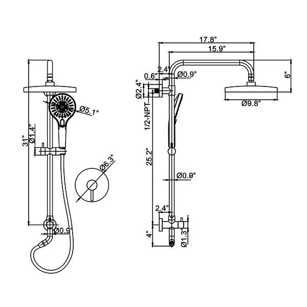 Wall-Mounted 3 Settings Pressure Balance Complete Shower System with ...