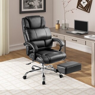 PU Leather Double Padded Office Chair with Footrest - Bed Bath & Beyond ...