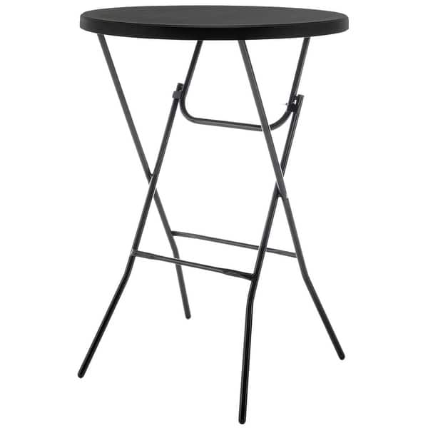 BTEXPERT Black 2.63 Foot Round Plastic Bar Height Folding table For ...