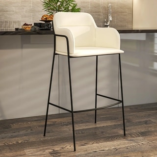 Axis 40" Upholstered Bar Stool - Counter Height Bar Stool with Black ...