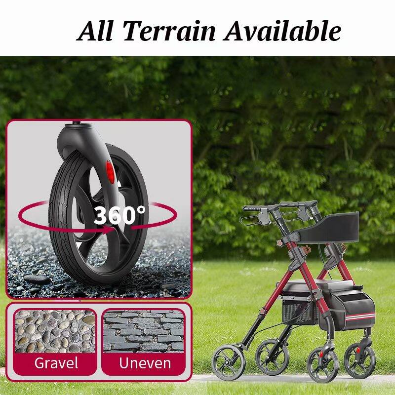Matinal Foldable Rollator Walkers with Seat for Seniors, 350 lb ...