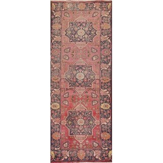 Pink Floral Tabriz Persian Antique Runner Rug Handmade Wool Carpet - 3 ...