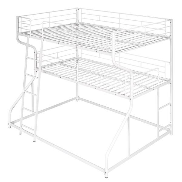 Full XL over Twin XL over Queen Size Triple Bunk Metal Three Person Bed ...