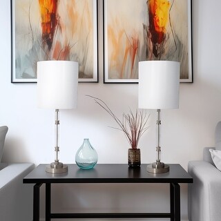 Sagebrook Home Modern Set Of 2 Crystal 24" Table Lamp, Silver, Pillar ...