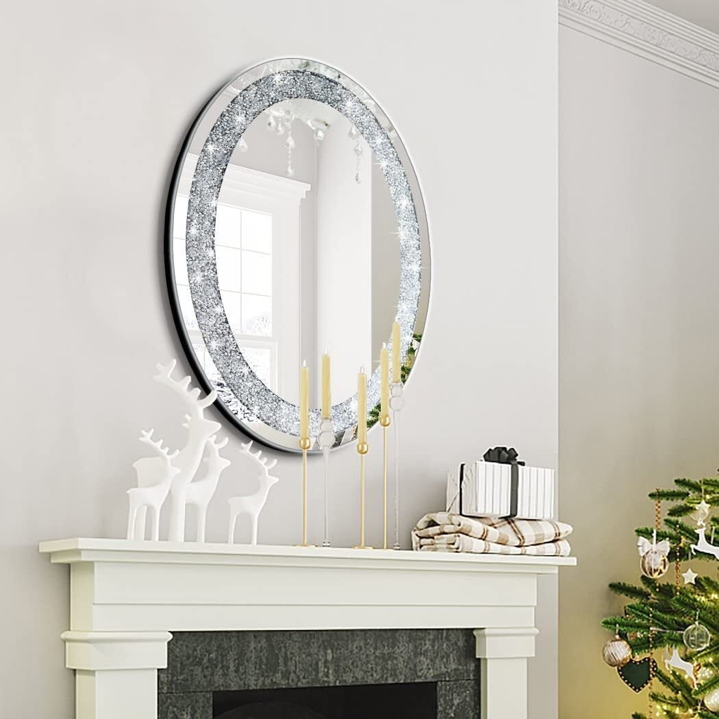 SAFAVIEH Eden Silver 25-inch Round Decorative Mirror - 25" x 25" x 1.8 ...
