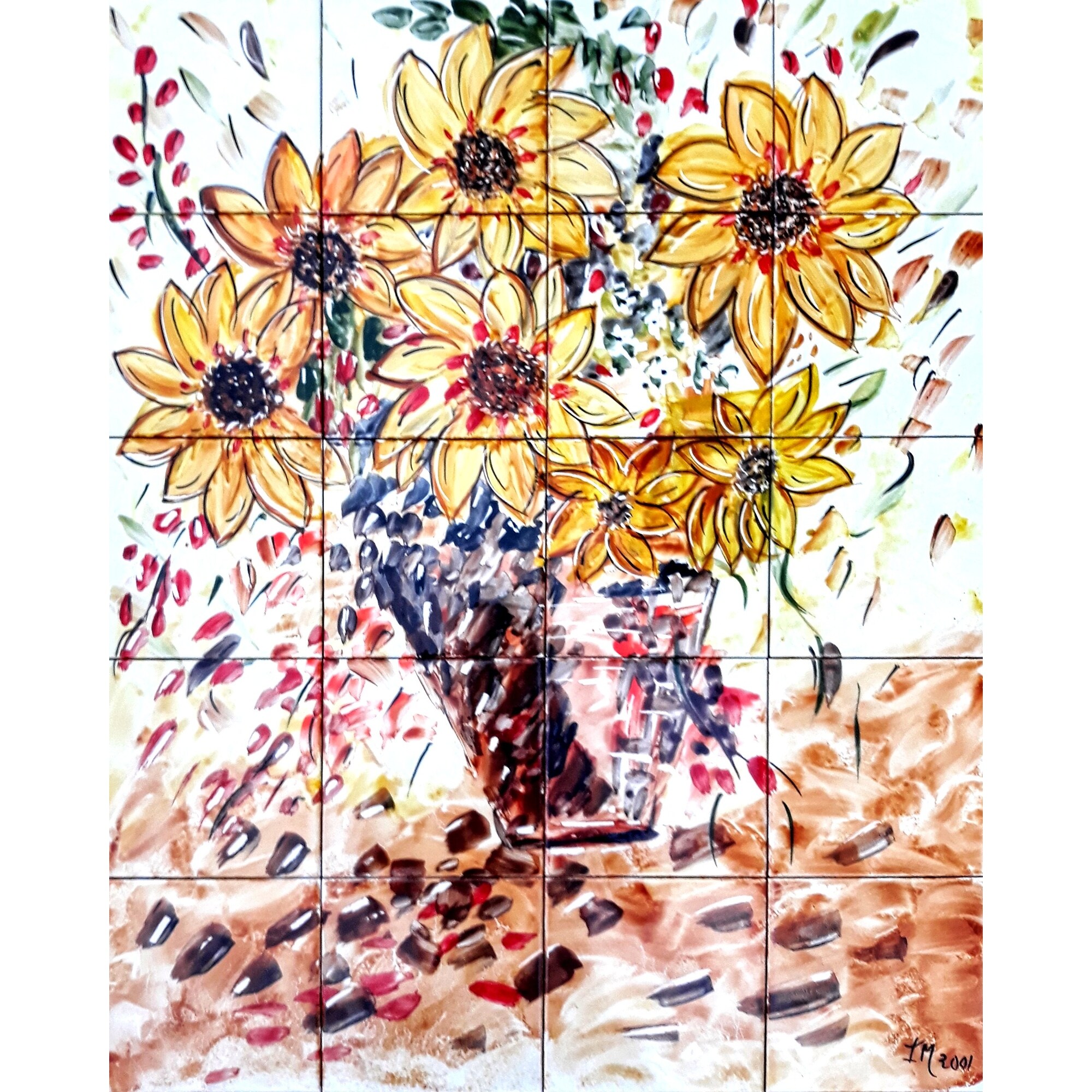 24x30 Bouquet Design Backsplash 20pc Mosaic Tile Wall Mural - Bed Bath ...