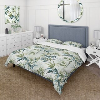 Designart "Tropical Zen Bamboo" Green Tropical - Bedding Cover Set With ...