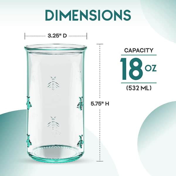 Amici Home Set of 6 Italian Recycled Green Regina Hiball Glasses - 18 ...