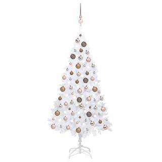 vidaXL Artificial Christmas Tree with LEDs&Ball Set White 59.1" PVC ...