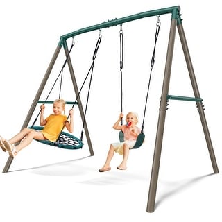 Hapfan 7.5ft Tall Heavy Duty Swing Sets for Backyard for Kids and ...