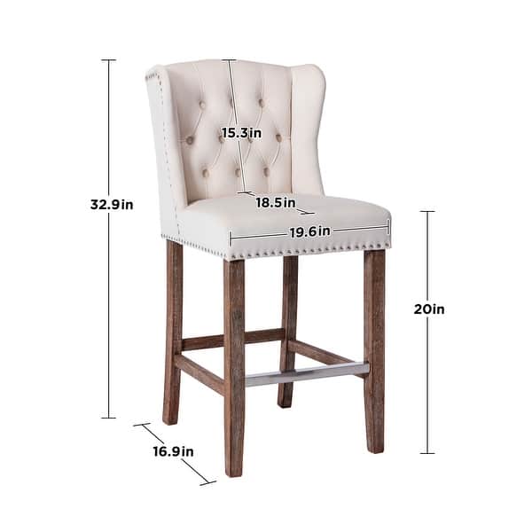 Upholstered 27" Counter Stools with Nailhead-Trim and Tufted Back - Bed ...