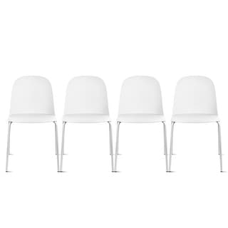Set of 4 Modern Dining Side Chairs, Armless Molded Plastic Shell Seat ...
