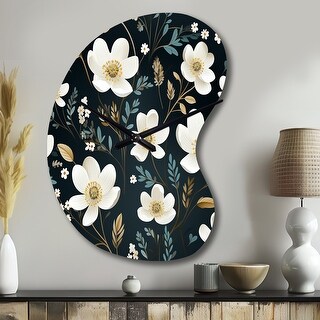 Mystic White And Teal Splendor Gardens - Floral Large Wall Clocks ...