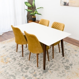 Dior Modern Solid Wood White Dining Table and 4 Chairs Set - Bed Bath ...