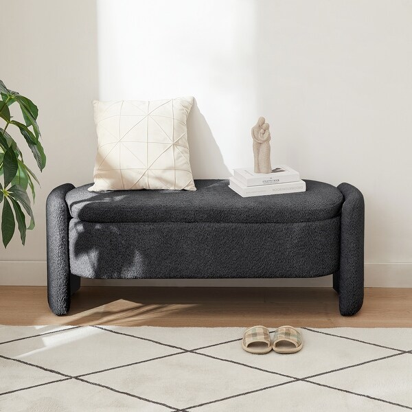 Dark Grey Ottoman Oval Storage Bench with Large Space for Any Room 47.24undefinedL x 16.92undefinedW x 17.72undefinedH Bed Bath Beyond 41673037