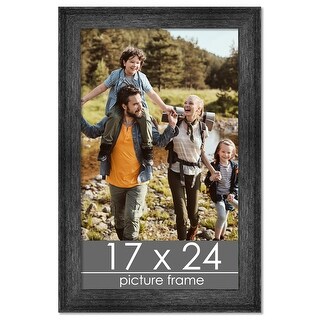 17x24 Distressed/Aged Black Complete Wood Picture Frame with UV Acrylic ...