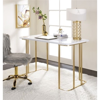 Writing Desk for Office, Study, Bedroom, White & Gold Finish for Office ...