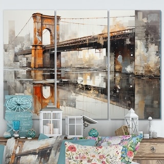 Designart "Grey Bridge Industrial Crossings" Architecture Wall Art ...