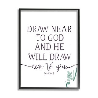 Stupell He Will Draw Near Faith Phrase Green Sprout Framed Wall Art ...