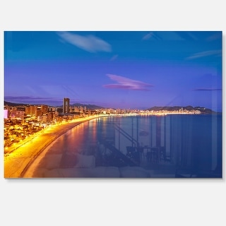 Benidorm Poniente Beach Sunset - Seashore Glossy Metal Wall Art - Bed ...