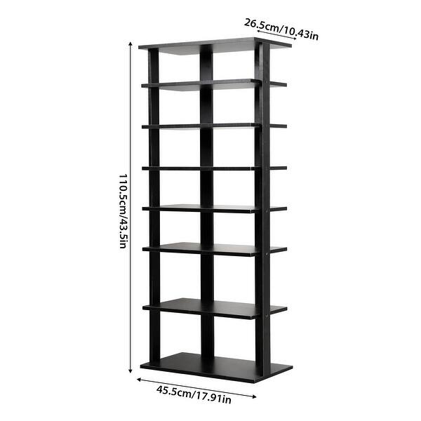 Double Rows 8-Tiers Tall Vertical Shoe Rack Shelf for 14 Pairs - Bed ...