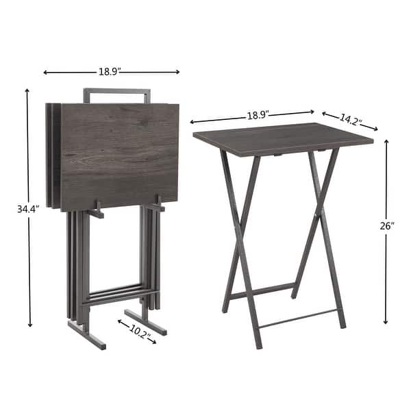 Folding table set of 4, with storage rack and wooden folding Grey - Bed ...
