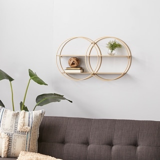 CosmoLiving by Cosmopolitan Gold Metal Round 2 Shelves Wall Shelf - Bed ...