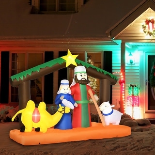 Outsunny 7.5ft Christmas Inflatable Nativity Scene under Archway with ...