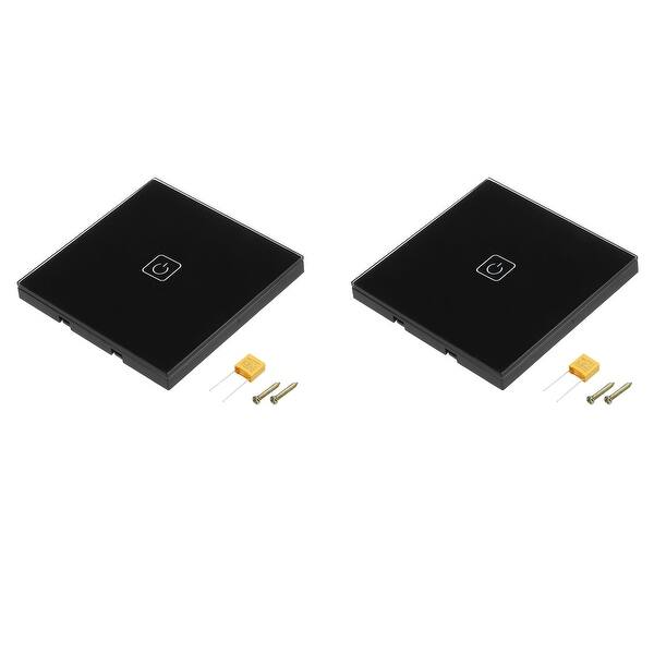 Touch Lamp Switch 1 Gang 1 Way Tempered Glass Panel Black Pack of 2 ...