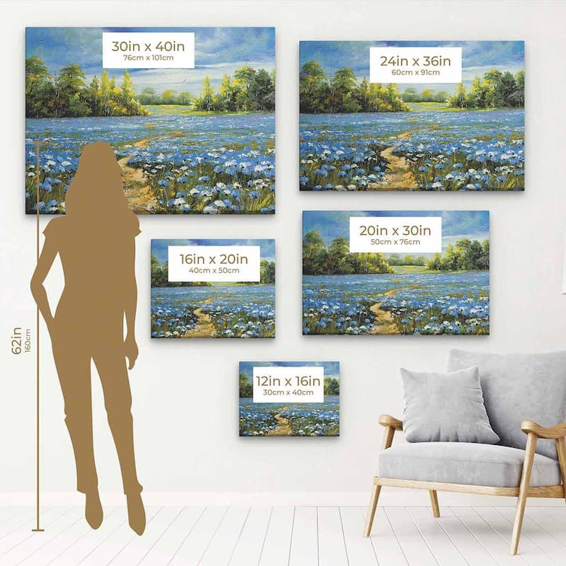 Blue Flowers Field Wall Art Canvas 8860 - Overstock - 39913560