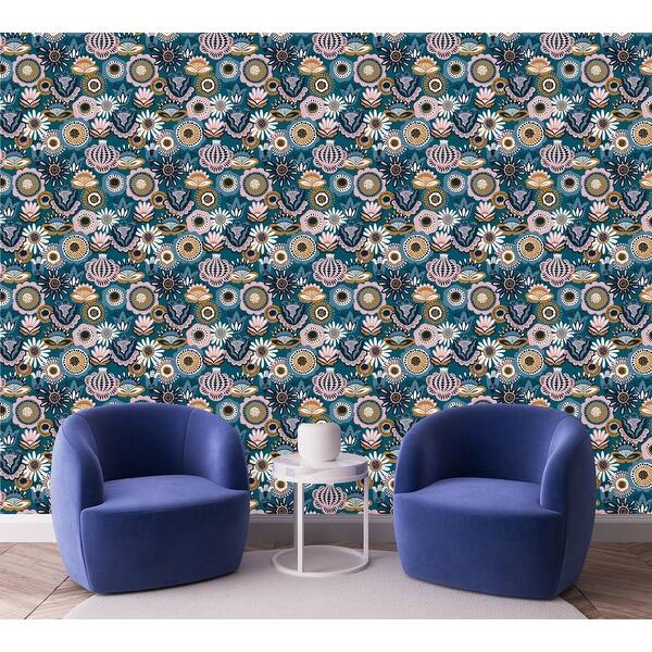 Blue Ethnic Pattern Wallpaper Peel and Stick and Prepasted - Bed Bath ...