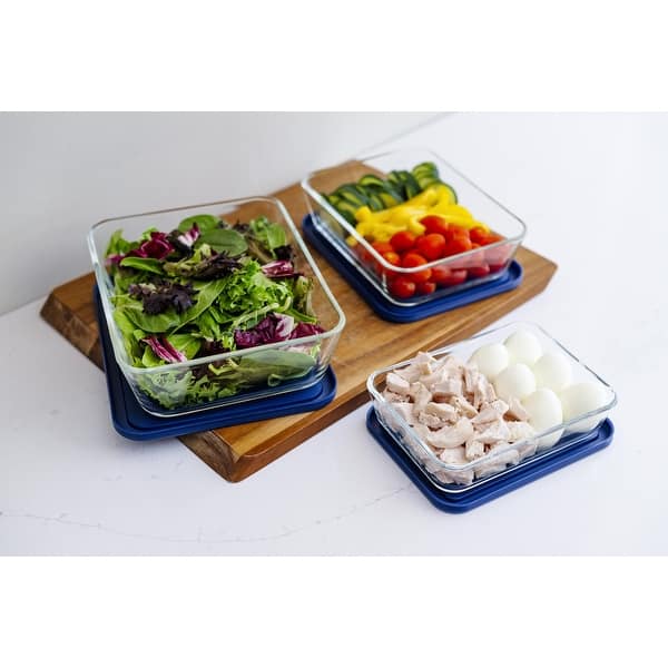 Dura Living Glass Food Containers - 6 Piece Rectangular Nesting Space ...