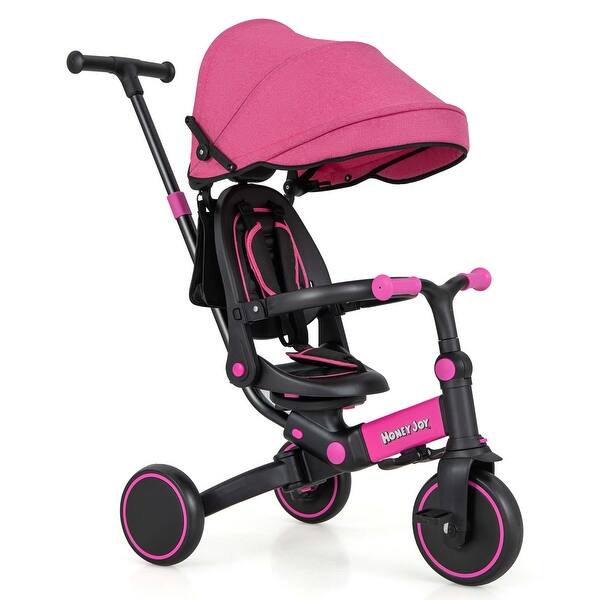 8-in-1 Folding Trike Portable Tricycle for 12-72 Months Blue/Pink - Bed ...