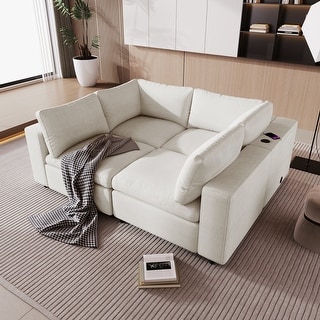 Built-in Bluetooth Sofa Movable Couch Set with USB Port for Livingroom ...