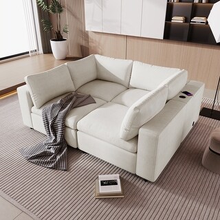 Built-in Bluetooth Sofa Movable Couch Set with USB Port for Livingroom ...