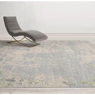Hand Knotted Beige Tibetan Sherpa Wool &Silk Modern Oriental Area Rug ...