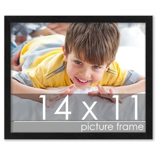 14x11 Traditional Black Complete Wood Picture Frame with UV Acrylic ...