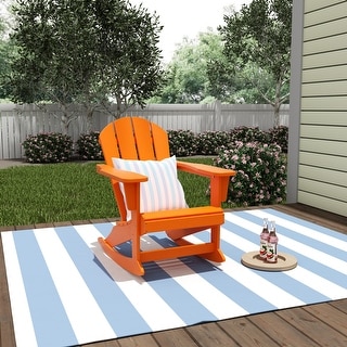 Modern 2-Slat Adirondack Poly Resin Rocking Chair for Indoor/Outdoor ...