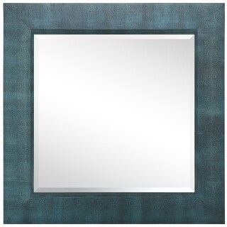 Black on Blue Metallic Shagreen Leather Framed Beveled Wall Mirror ...