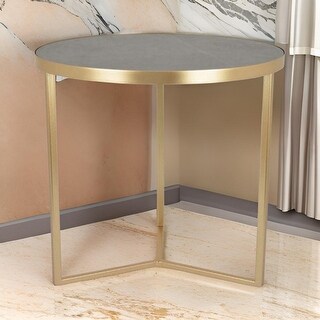 20 Inch Plant Stand Table, 3 Legged Metal Base, Gray Marble, Gold ...