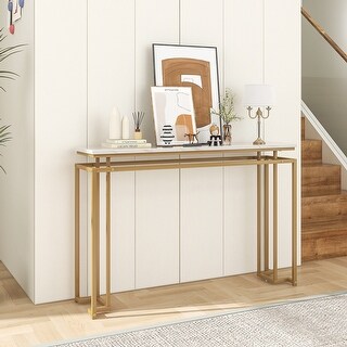 Modern Entryway Table with Gold Heavy-duty Metal Frame and Anti ...