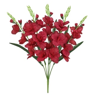 Set of 2 Burgundy Artificial Gladiolus Flower Stem Bush Bouquet 24in ...