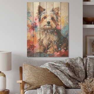 Designart "Doge Yorkie Reverie I" Dog Wood Wall Decor - Modern Brown ...