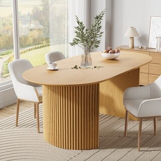Solid Wood 67'' Oval Dining Table for 6 People Nordic Style - 67*30 ...