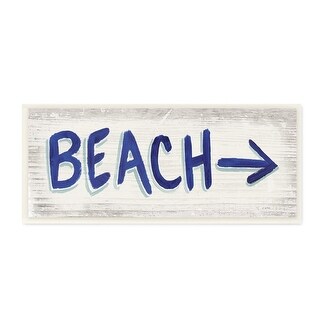 Stupell Beach This Way Arrow Sign Blue White Word Design,7 x 17, Wood ...