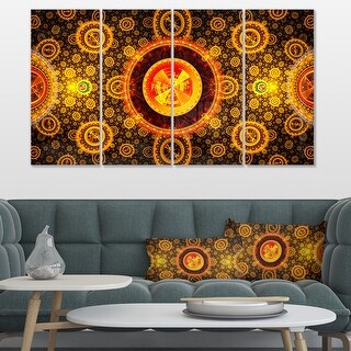 Designart "Golden Psychedelic Relaxing Art" Abstract Canvas Art Print ...