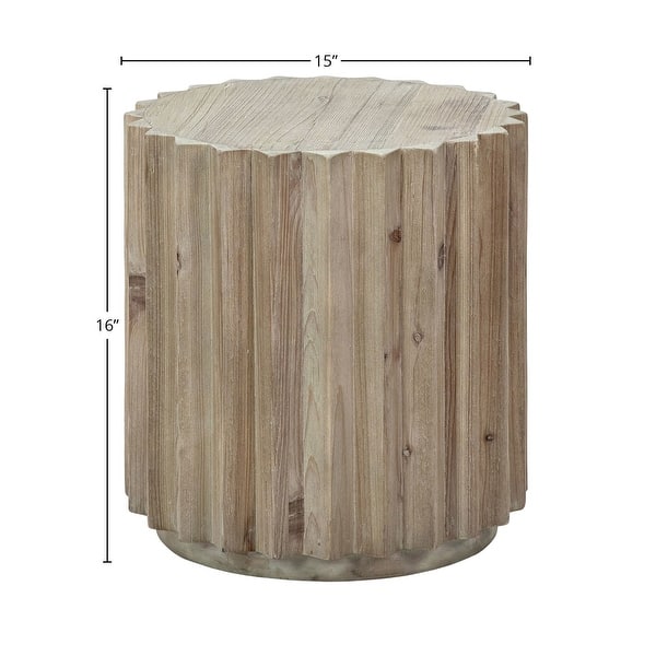 Emerson 33-inch Diameter Round Reclaimed Pine Block End Table with ...