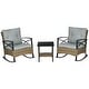 3 Piece Patio Rocking Chair Set, Outdoor Wicker Bistro Set With 2 ...