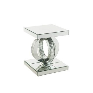 End Table With Interloped Circular Design Pedestal Base Silver Saltoro ...