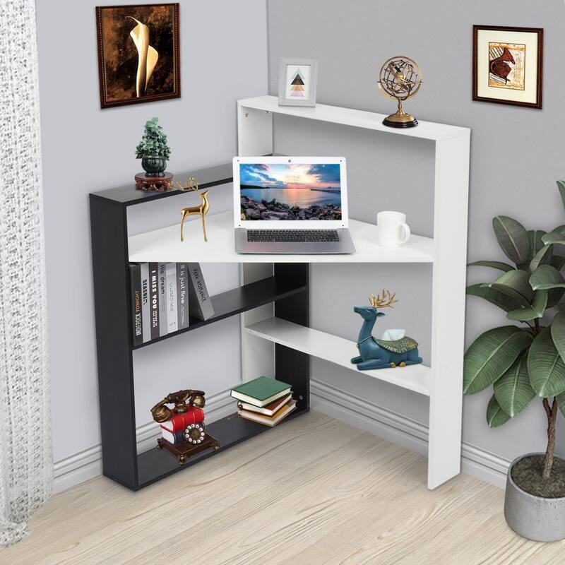 Computer Desk Corner with 4 Shelf - Overstock - 35264083